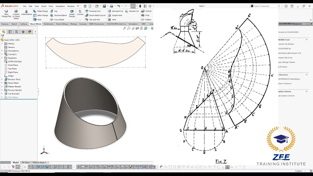 Truncated Cone Development | Sheet Metal | Solidowkrs Urdu Hindi - YouTube