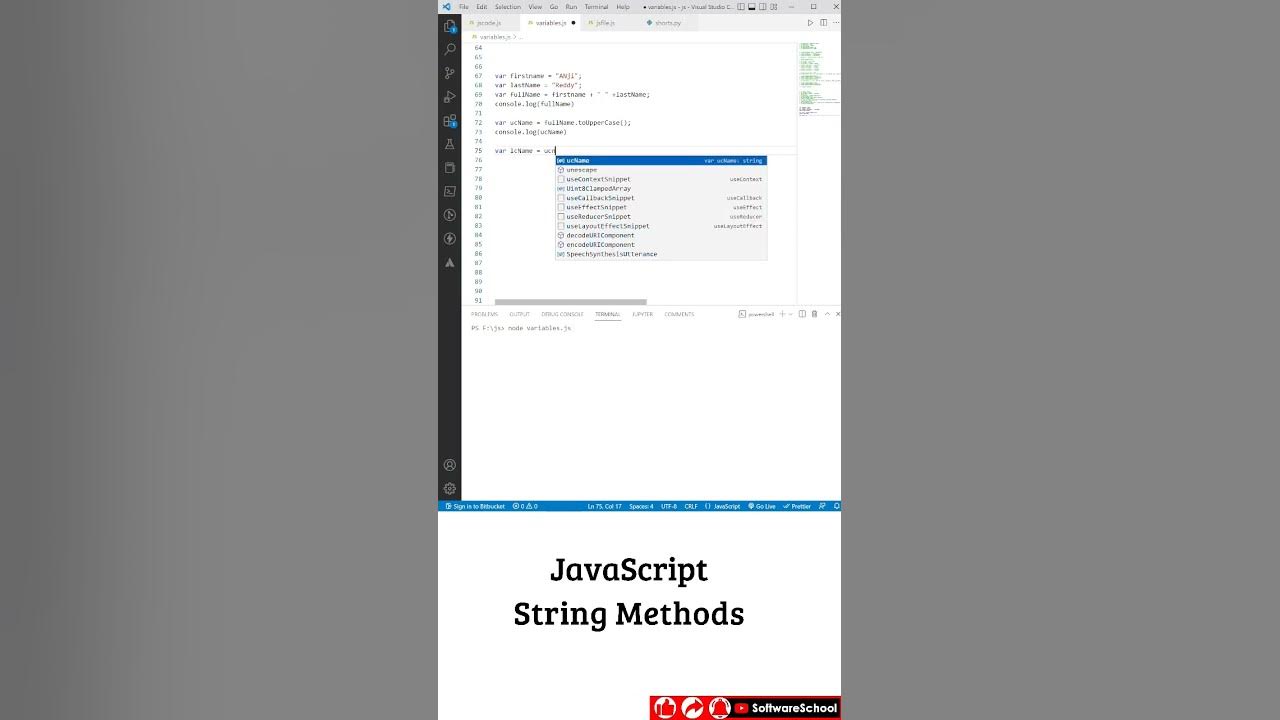 Javascript String Methods Javascript Javascriptintelugu Btech Javascripttutorial