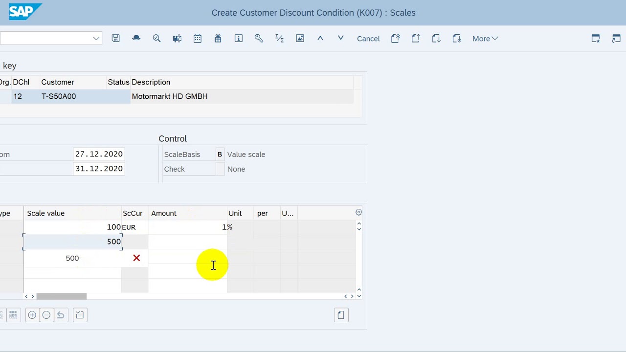SCM600-Exercise 6.3 Create Condition Master Record for Discount (SAP SD ...