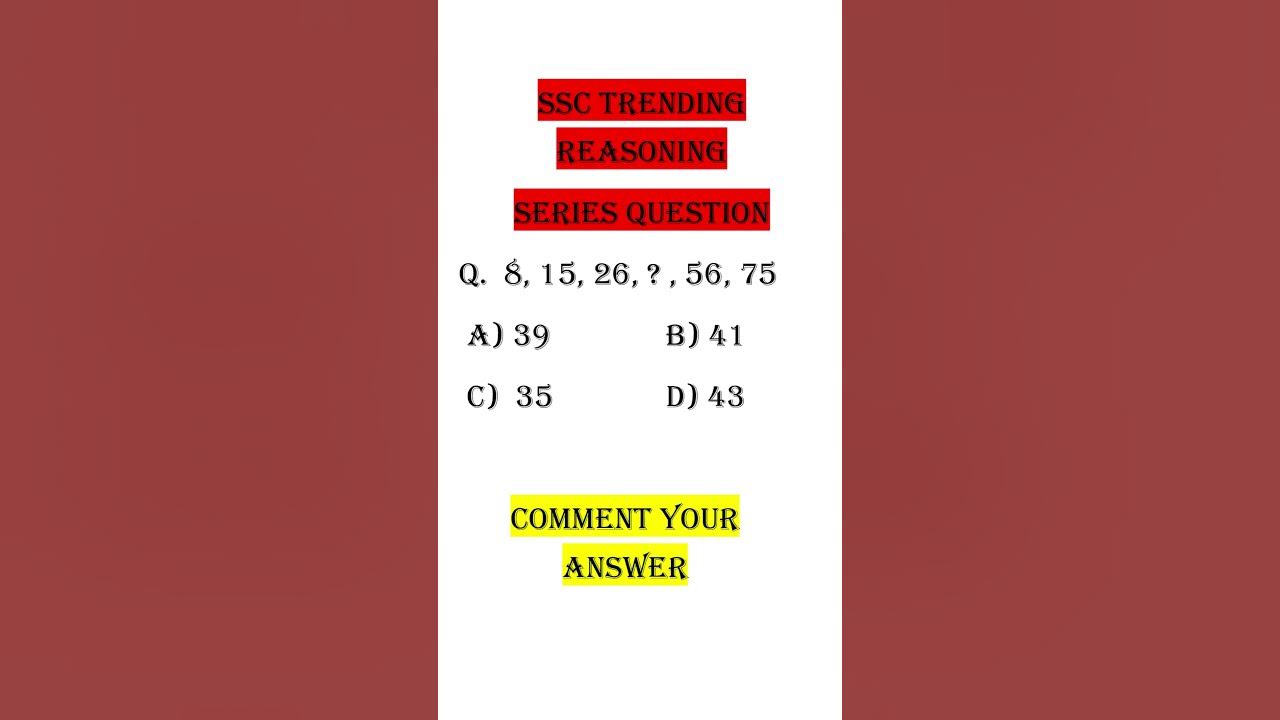 Reasoning Series Questions / SSC exams #ssc #Reasoning question #Reasoning #ssccgl #hssccet ...
