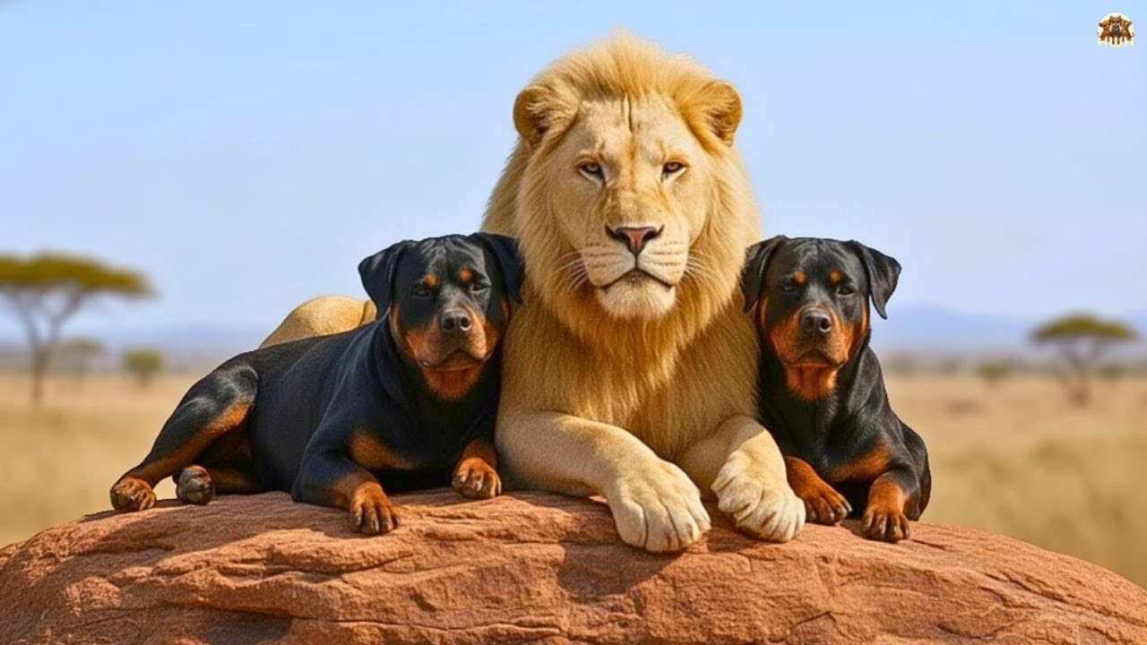 Two ROTTWEILERS Adopted a DYING WHITE LION – What He Did With Their ...