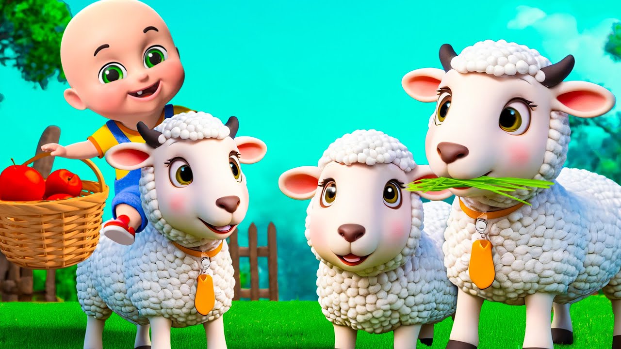 Baa Baa White Sheep | Five Little Black Sheep Eating Grass | Animal ...