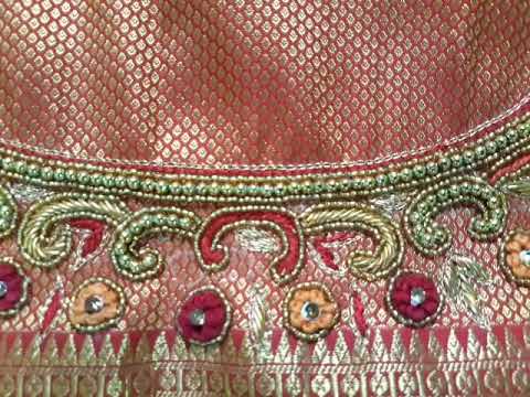 Hand Embroidery Designer Blouse | Work On Brocket Silk Fabric | Challa ...