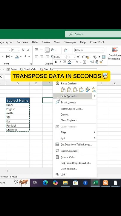 Transpose Data in seconds | EXCEL WITH RAJNI | #excelshorts #exceltech #excelformula #exceltips ...