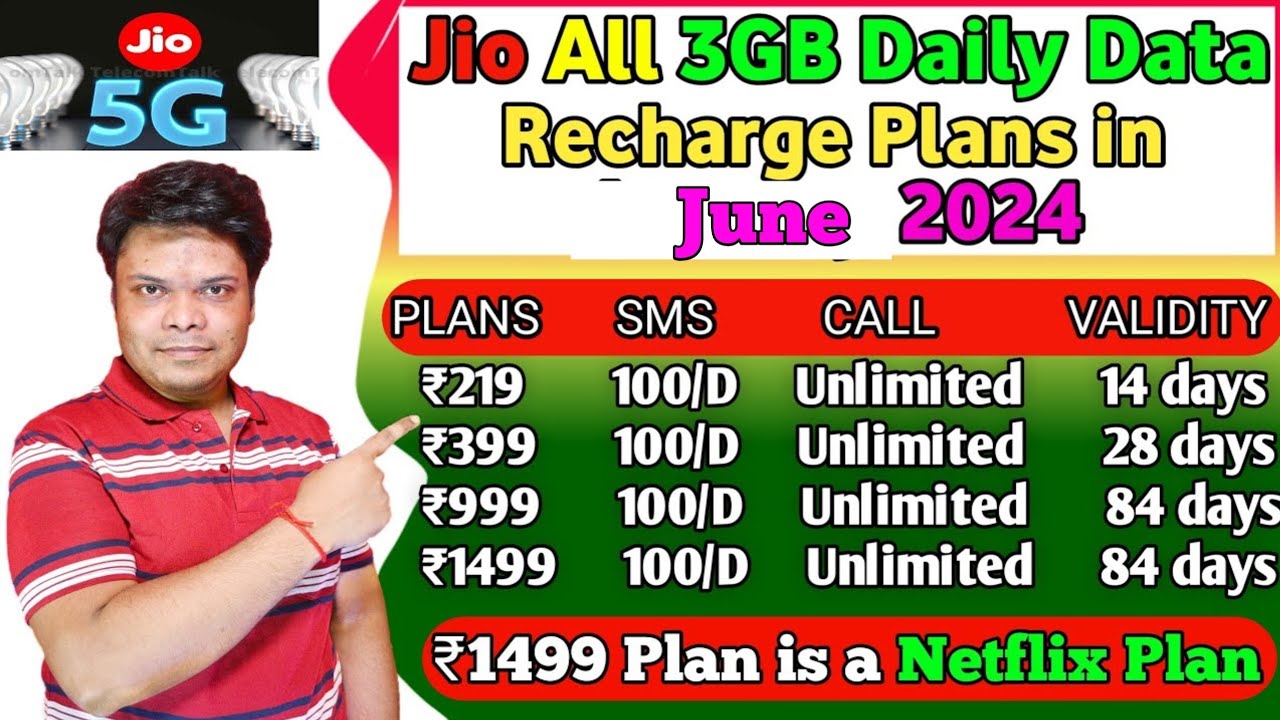 Jio 3GB Daily Data Plans 2024 | Jio 3GB Per Day Plans 2024 | Jio 3GB ...