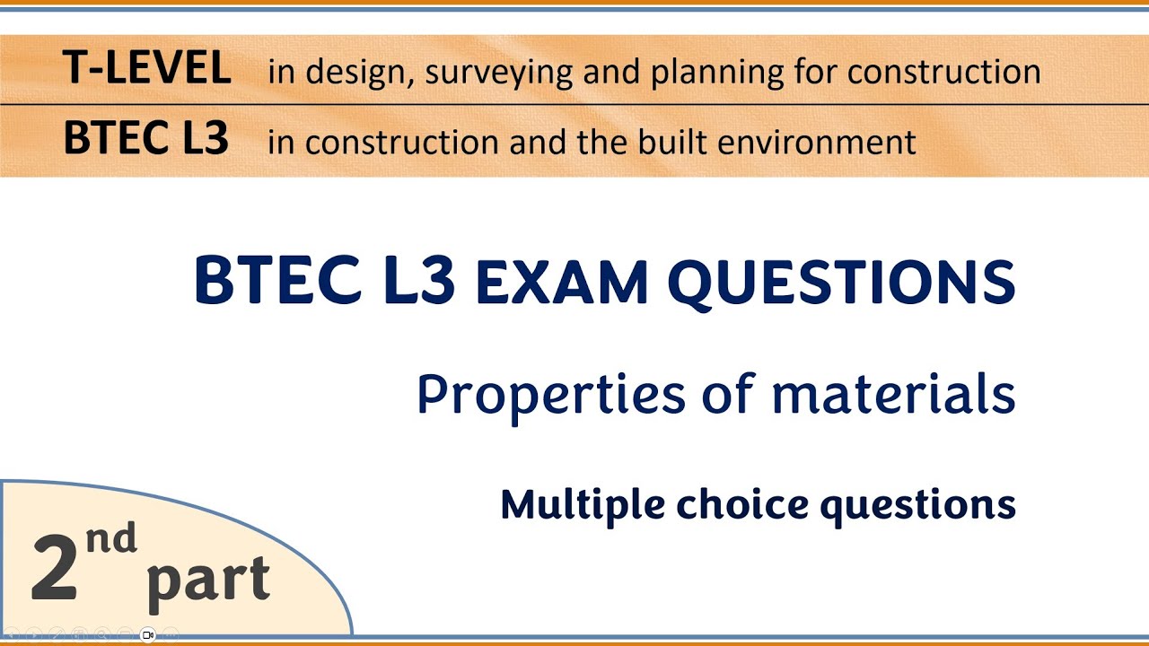 BTEC L3 Construction principles exam multiple choice questions ...