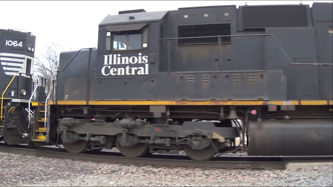 Illinois Central and Two NS Units on BNSF Freight Train - YouTube