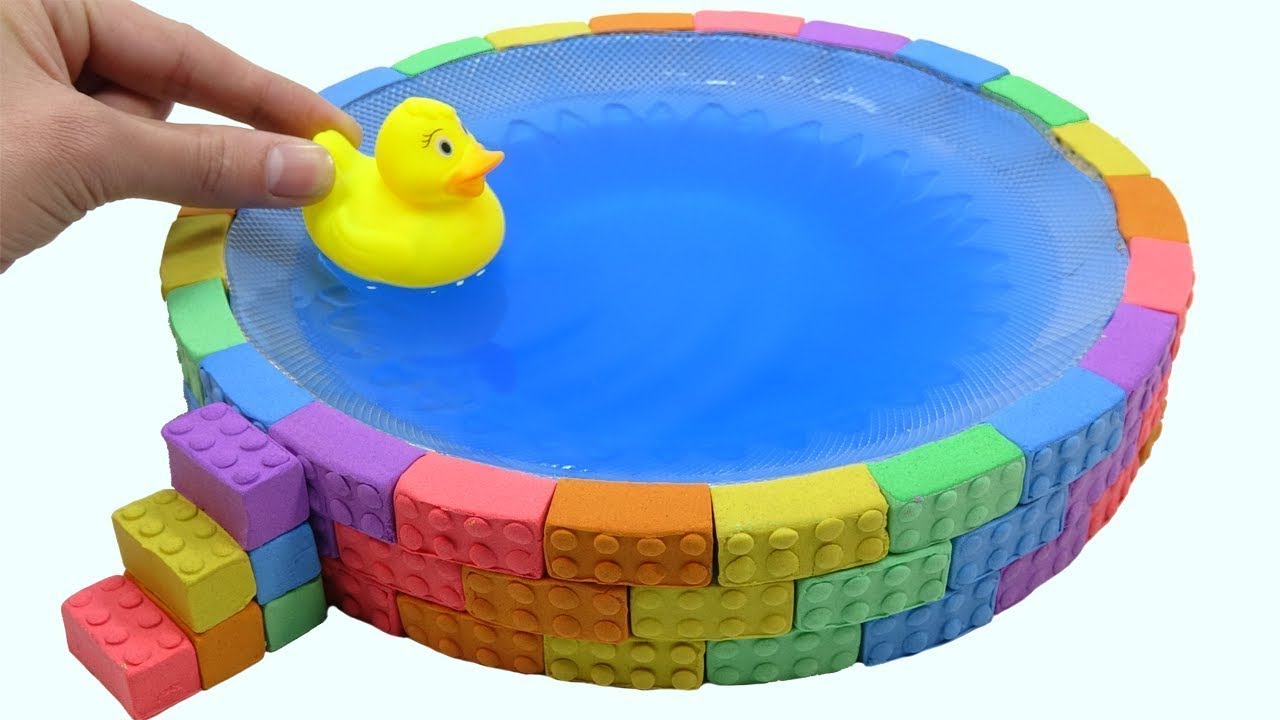 Learn Colors Kinetic Sand Rainbow Pool Lego VS Duck Surprise Toys How ...