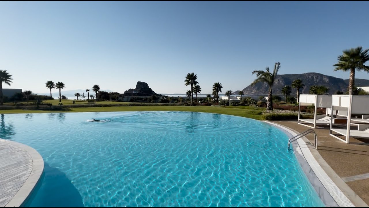 Ikos Aria Hotel on Greek island of Kos. Walk through Deluxe Pool Area ...