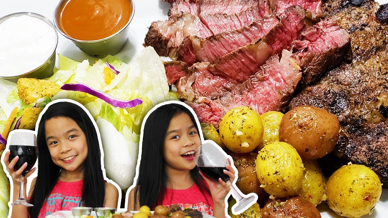 STEAK & POTATOES MUKBANG - ASMR - Tran Twins EATS - YouTube