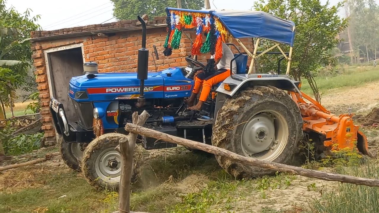khet me bjar boya tha tractor avr rotavat se powertac euro 50 # ...