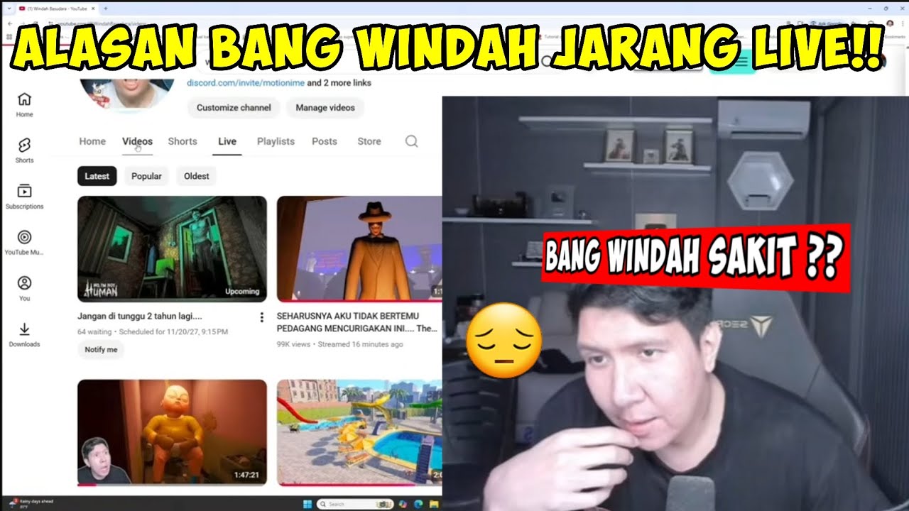 Alasan Bang Windah Jarang Live 😔 Bang Windah sakit - YouTube