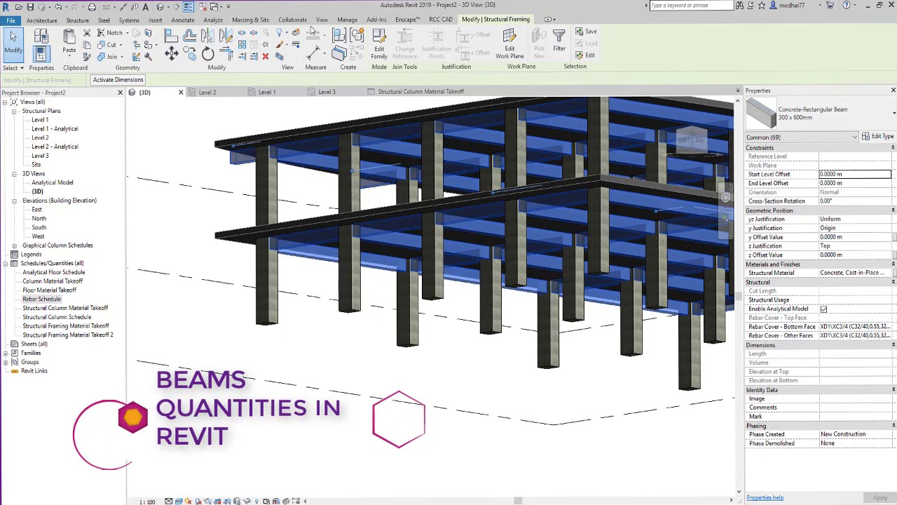 REVIT 2019--SCHEDULES- MATERIAL TAKEOFF - YouTube
