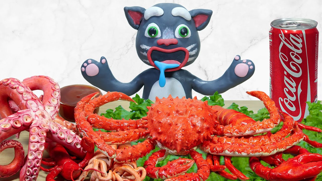 Delicious Giant Seafood Challenge With Talking Tom In Real Life Amazing ...