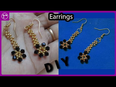 How to Make Beaded Dangler Earrings|Making Elegant Flower Earring for ...