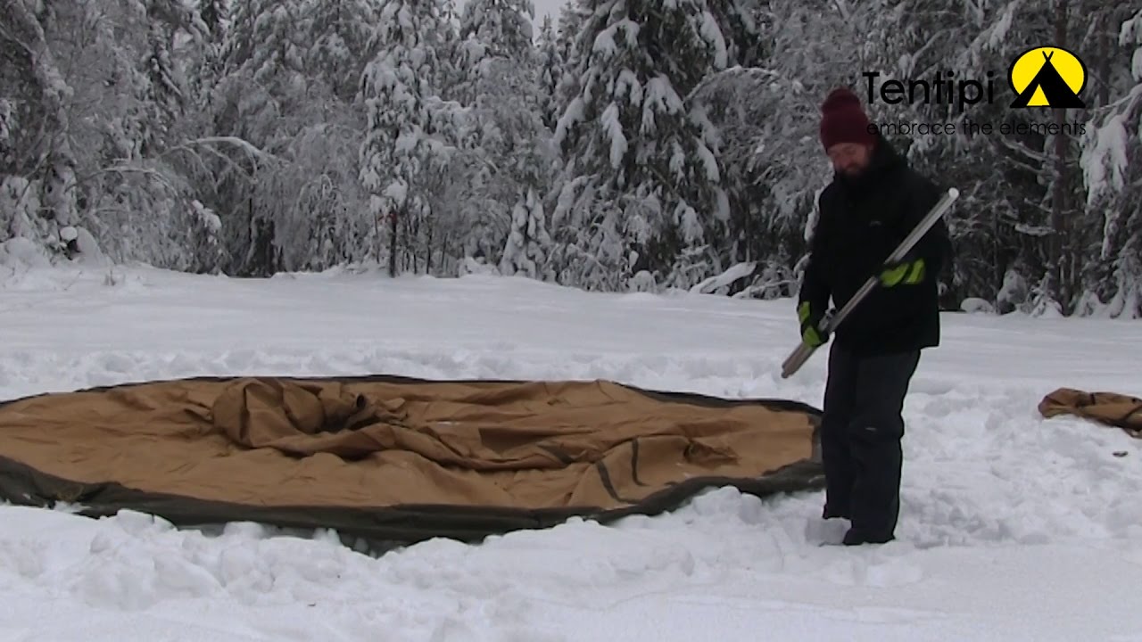 Pitching Nordic tipi on snow - TENTIPI WINTER CAMPING PART 2 – SHORT ...