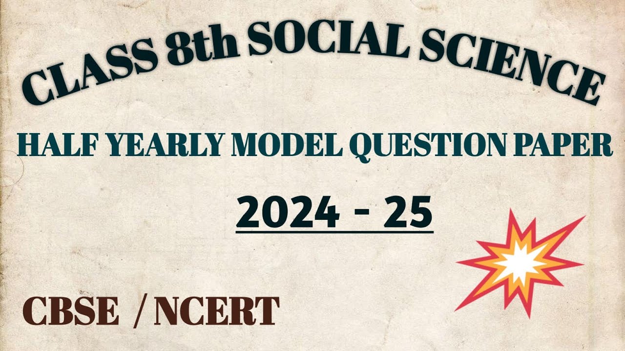 Class 8th SST 🌍 Half yearly Model 🔍 paper 2024-25 - YouTube