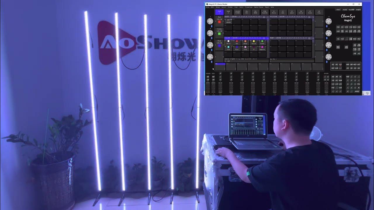 How to setup Chamsys MagicQ Pixel Mapping connect PSAC2 Control WS2812B SPI RGB LED Pixel Bar ...