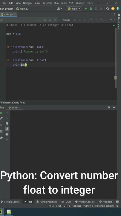 Python Check If integer Or Float Using PyCharm | isinstance python | | #python #pythonshorts ...