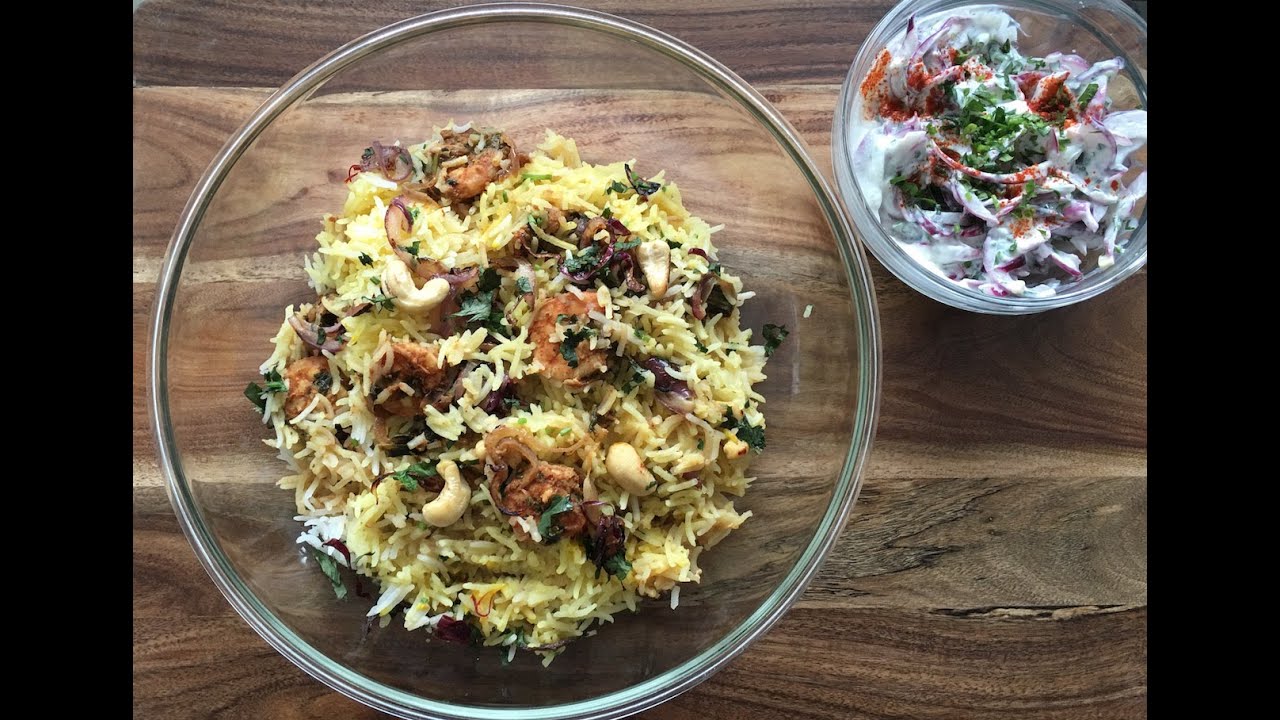 Prawn Biryani | Onion Raita | Shrimp Biryani | Indian Biryani Recipe ...