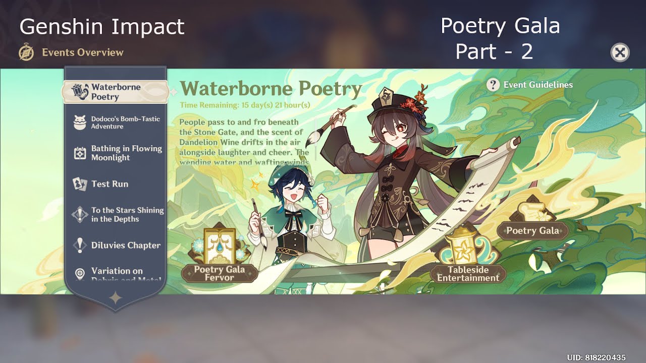 Genshin Impact [ Event ] Waterborne Poetry: Part 2 || Tears Among The ...