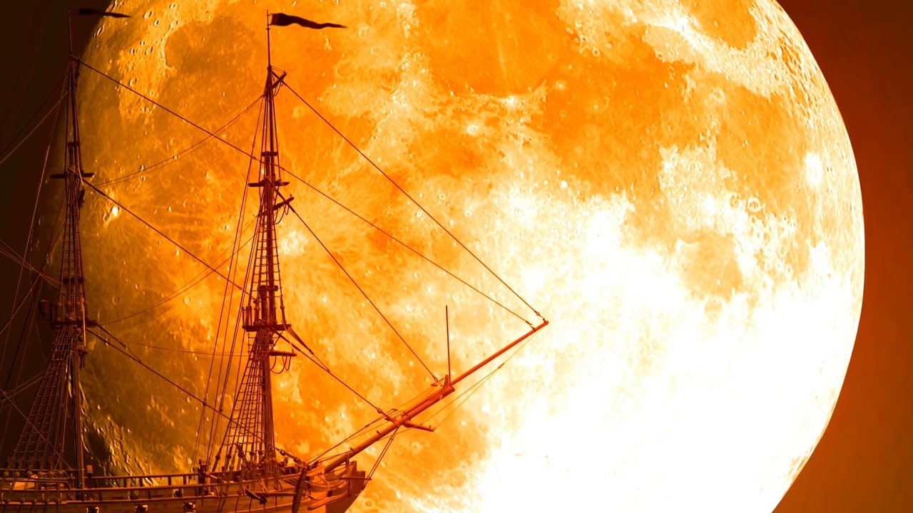 Moon light pirate ship video 4k video - YouTube