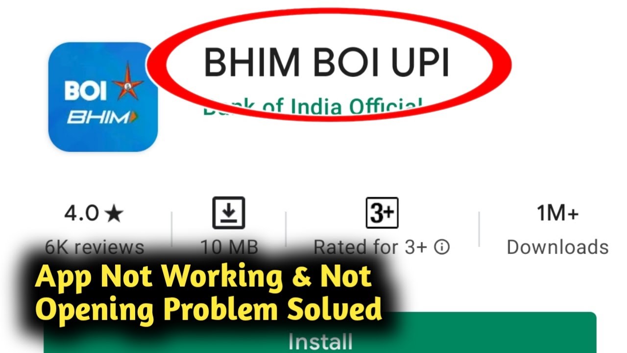 Fix Bhim BOI UPI App Not Working and Not Opening Problem Solved - YouTube