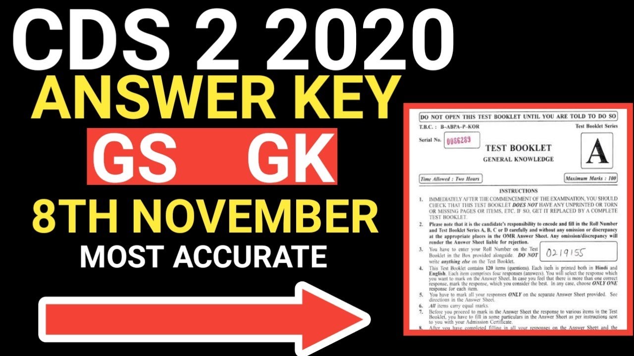 GS CDS 2 2020 OFFICIAL ANSWER KEY | GS CDS 2 2020| CDS| OTA | IMA| AFA ...