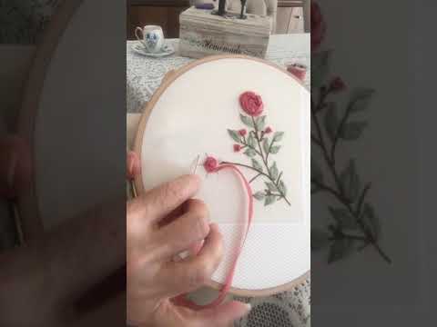 Örümcek gül , rose, ribbon embroidery
