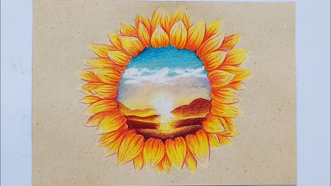 How to draw nature and sunrise with colored pencils - YouTube