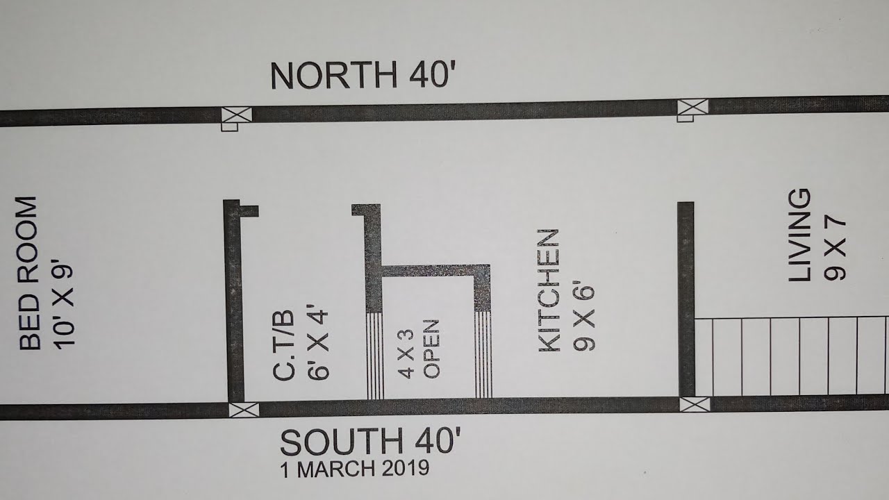 10 × 40 east face 400 square feet house plan map naksha - YouTube
