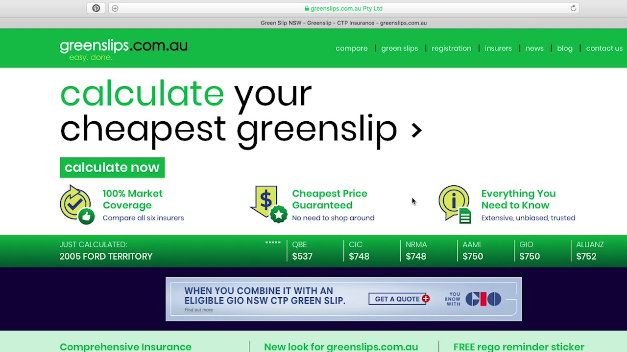 Calculate your cheapest greenslip - YouTube