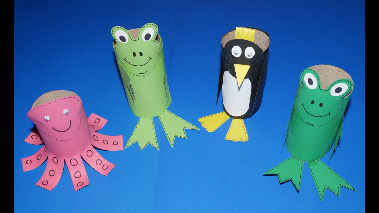 Animales acuáticos con rollos de papel! - YouTube