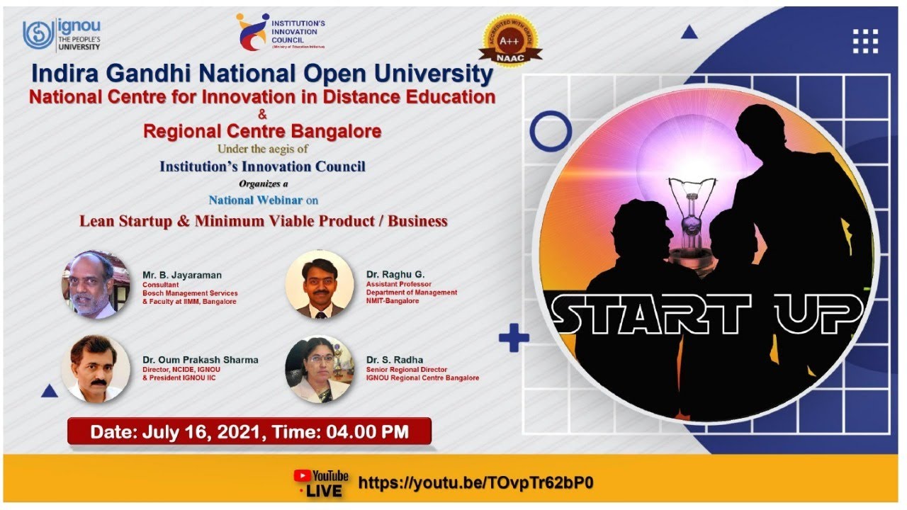 Invitation for IGNOU IIC Webinar on Lean Start-up & Minimum Viable ...