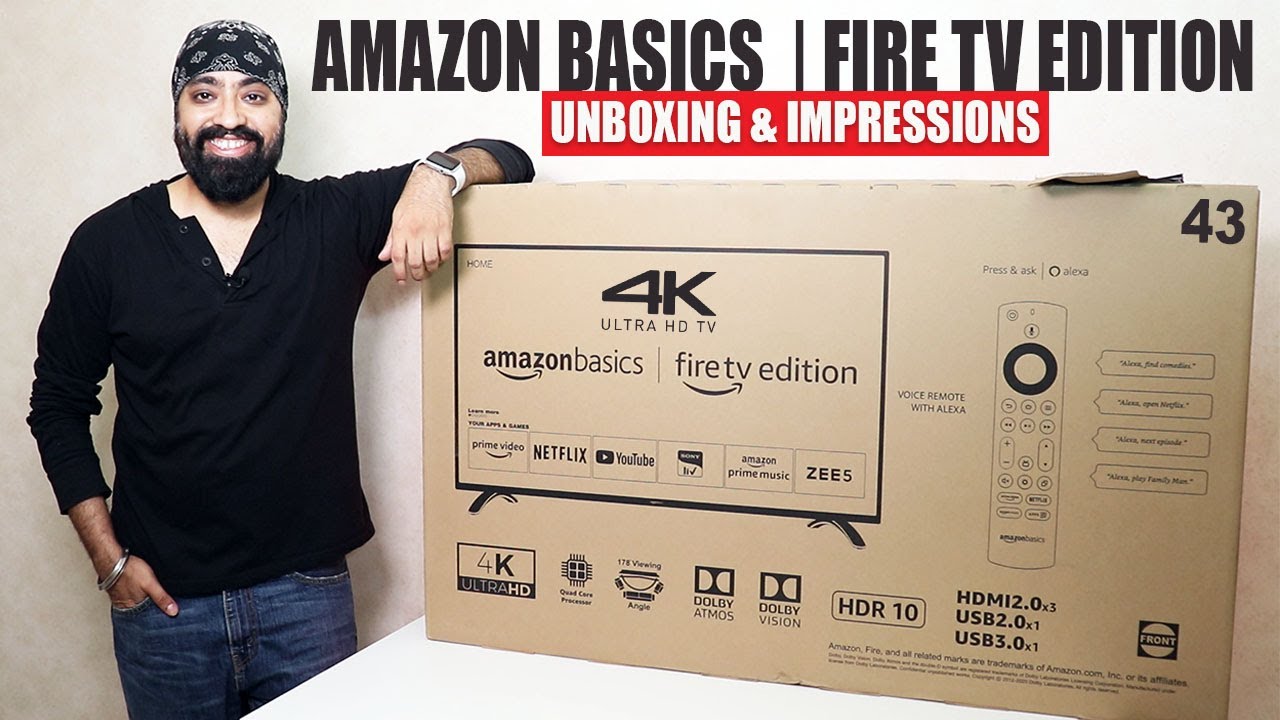 AMAZON BASICS FIRE TV EDITION 43 inch 4K ULTRA TV - Unboxing & Initial ...