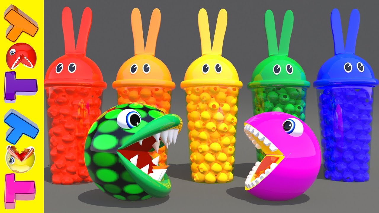 Funny Pacman and colored balls - Video for Kids - YouTube