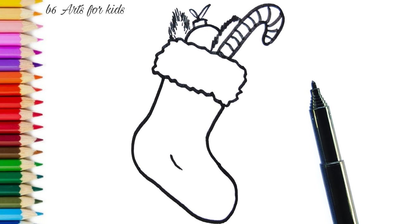 How To Draw Christmas Stocking - YouTube