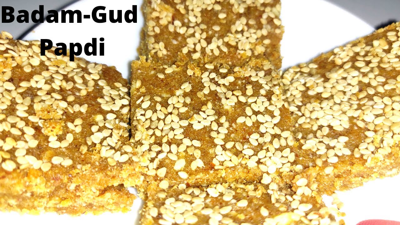 Winter special Badam Gud Papdi | सर्दियों की स्पेशल बादाम गुड़ पापड़ी ...