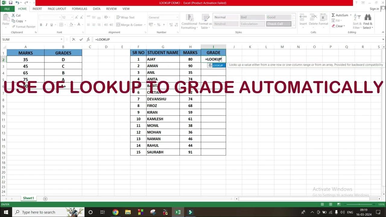 MS EXCEL LOOKUP FUNCTION | EXCEL TRICKS - YouTube