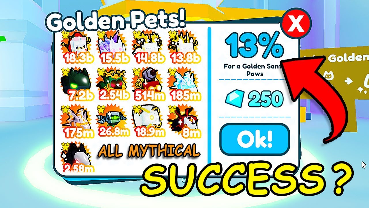 Challenge: Make Golden all MYTHICAL with 1 Pets 13% ! Pet Simulator X ...