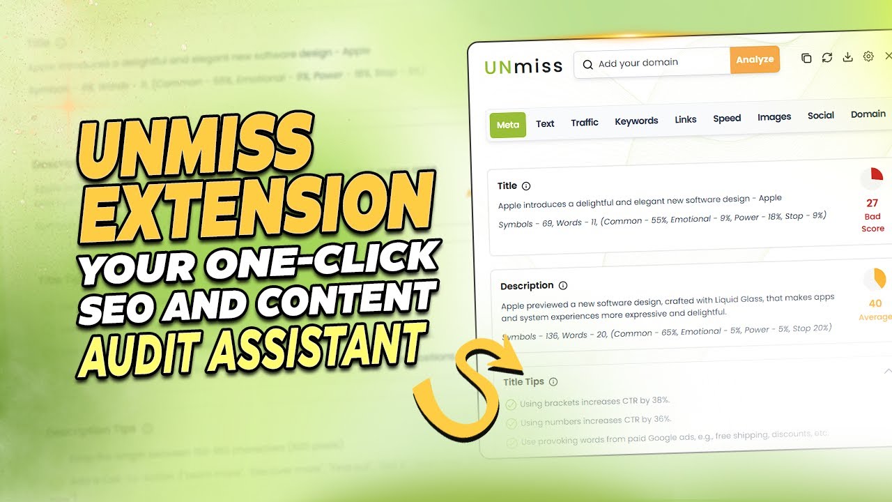 Unmiss Extension – Your One-Click SEO and Content Audit Assistant ...