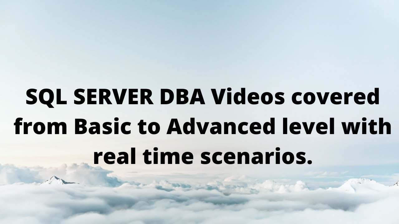SQL SERVER DBA Videos - YouTube