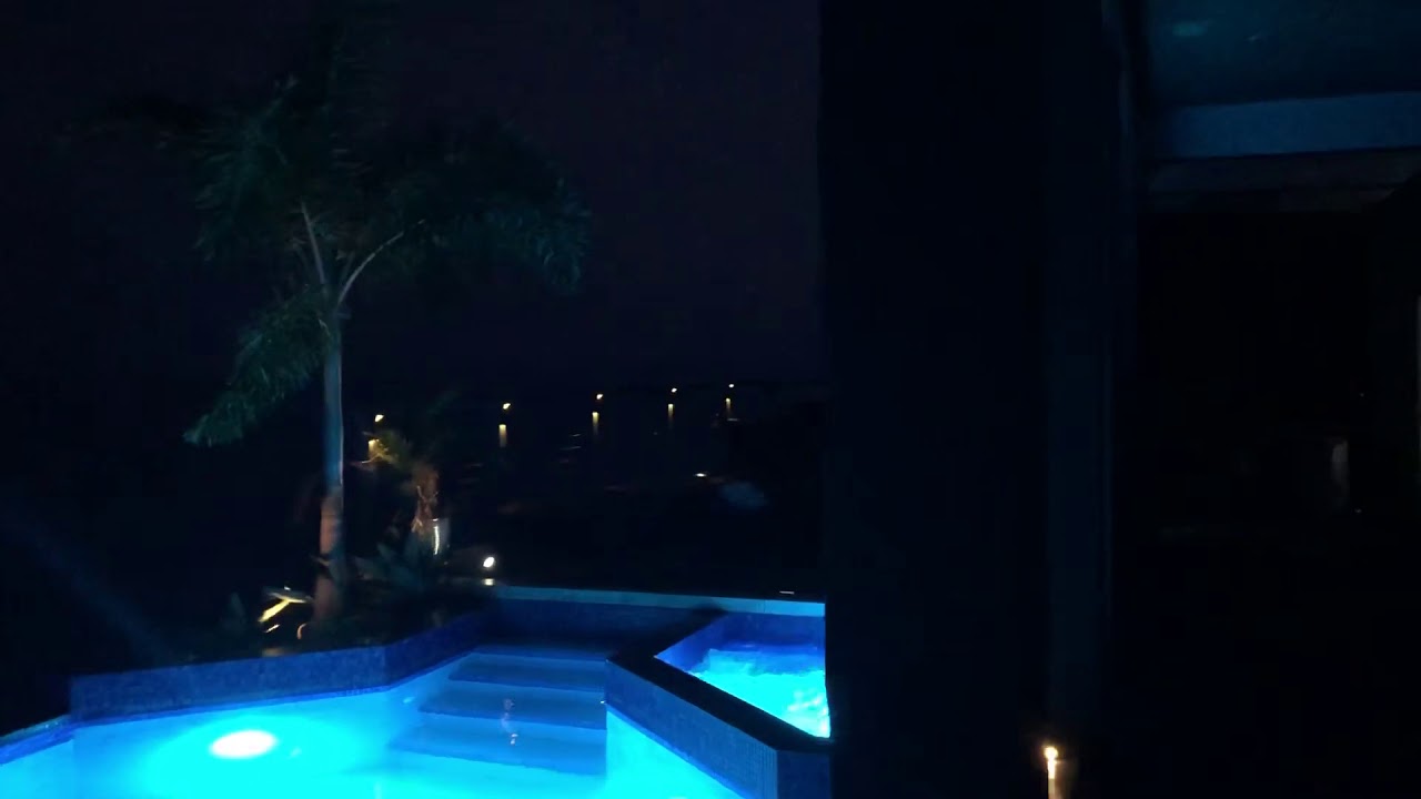 pool & hot tub at night - YouTube