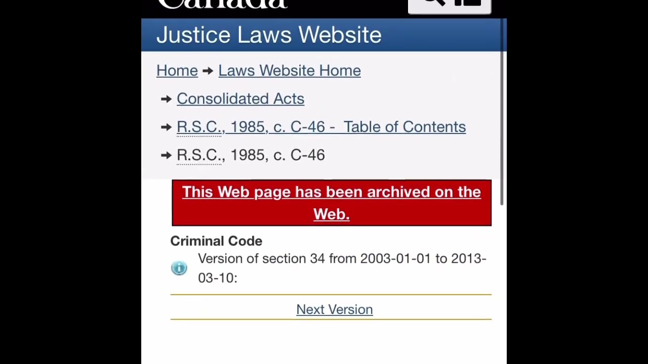 Canada Criminal Code Section 34 - YouTube