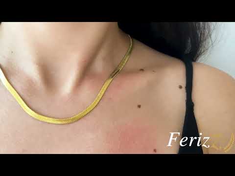 FerizZ Altın Kaplama Çelik İtalyan Yassı Unisex Zincir 5 mm  45 CM