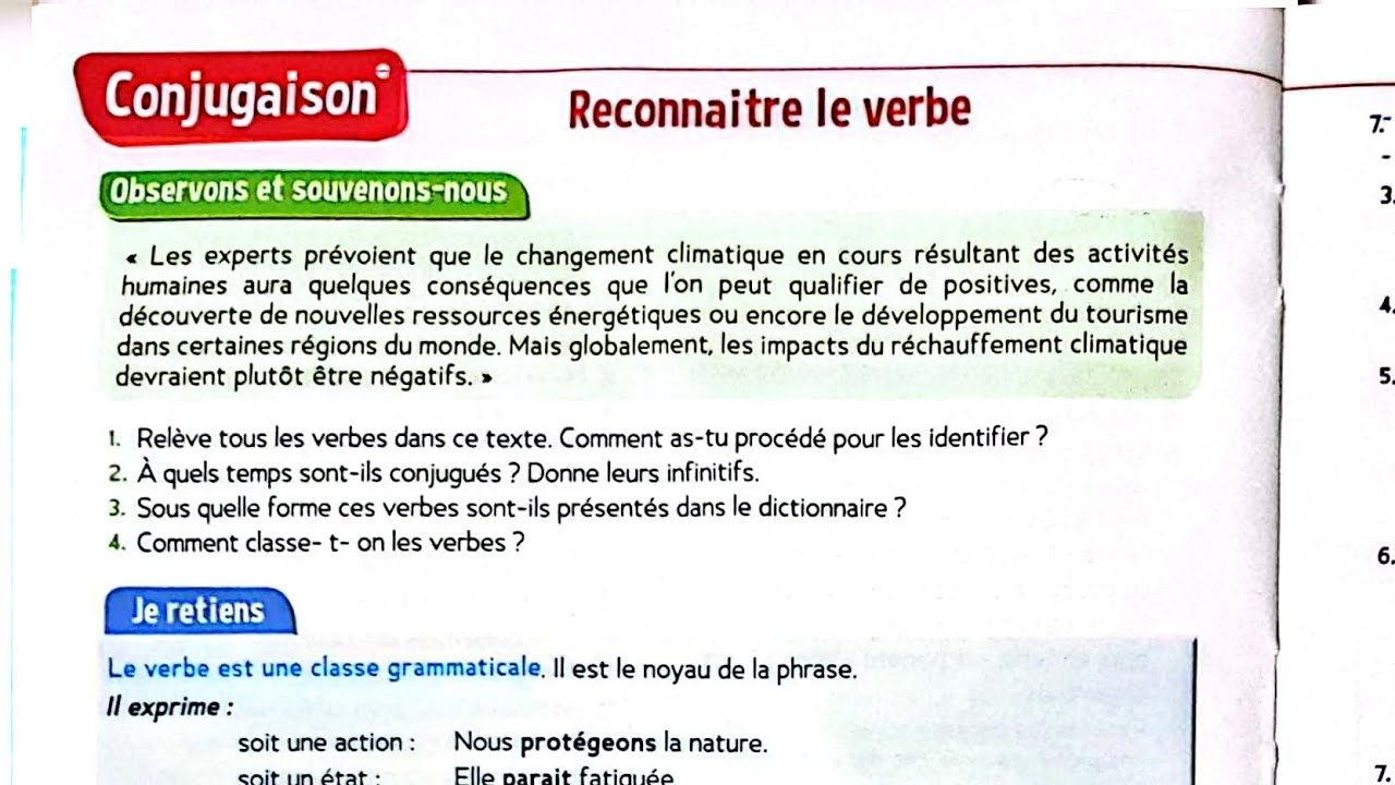 Conjugaison/reconnaitre le verbe page 14_15 TRÉSOR DES MOTS CM2 - YouTube