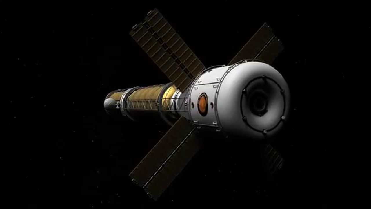 Nuclear thermal rocket flyby - YouTube