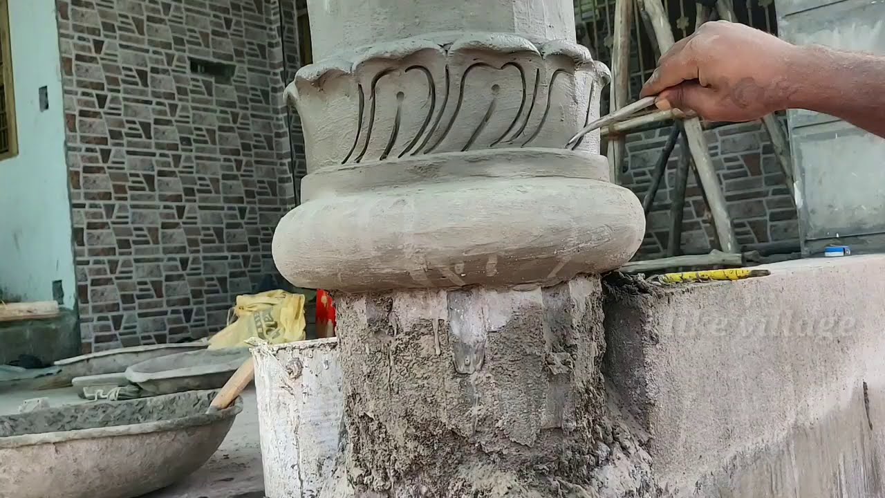 Simply pillar cement flower design elevation work design work cement ...