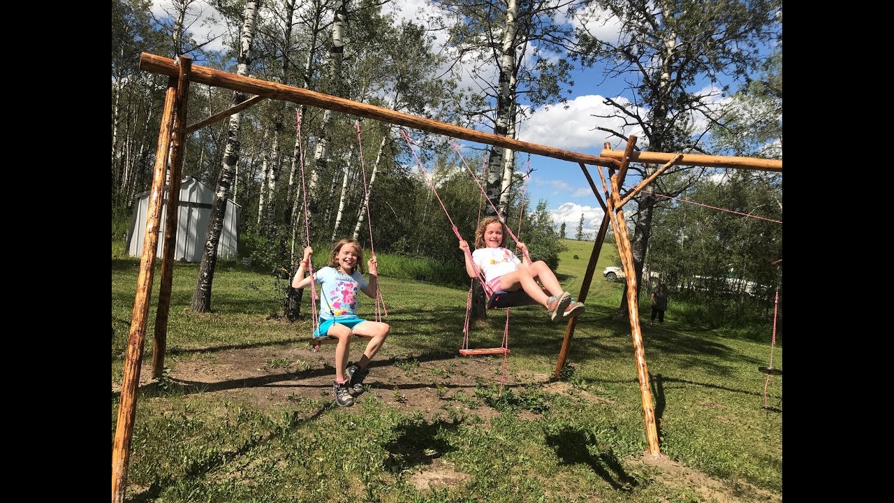 Rustic log swing set - PART 2 - YouTube