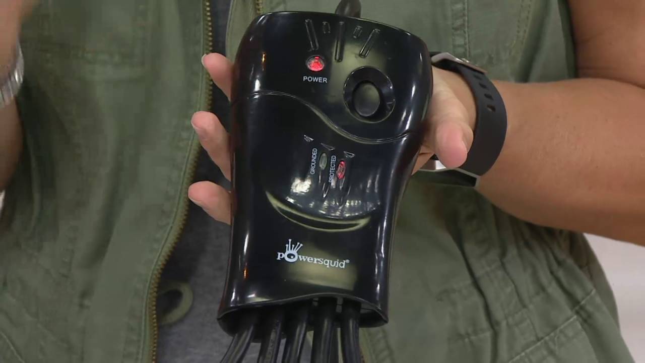 Power Squid 5 Outlet Surge Protector with 3 Ft. Cord on QVC - YouTube